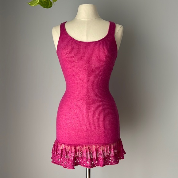 Free People | Dresses | Free People Little Layering Mini Dress Hot Pink ...